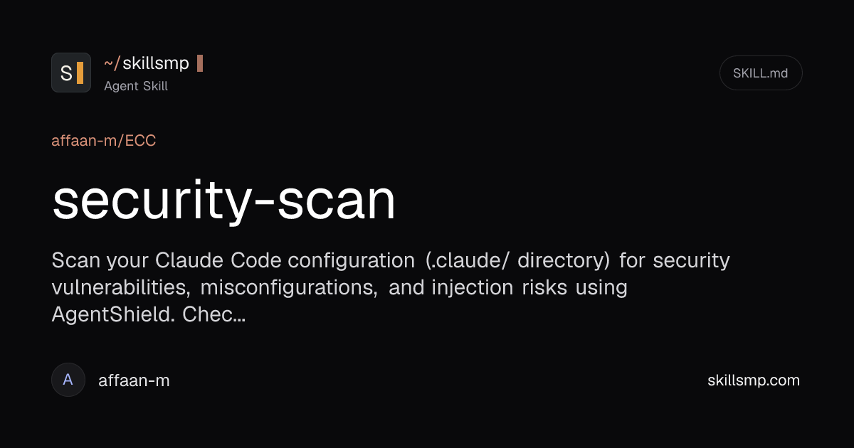 security-scan Agent Skill | SkillsMP
