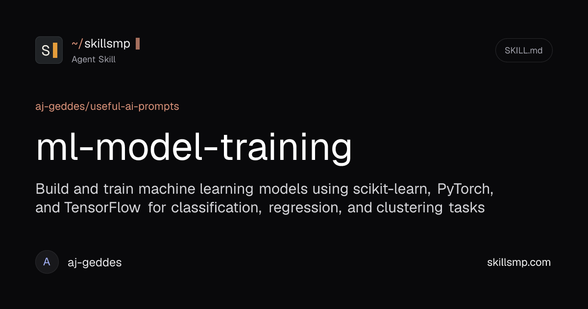 ml-model-training Agent Skill | SkillsMP