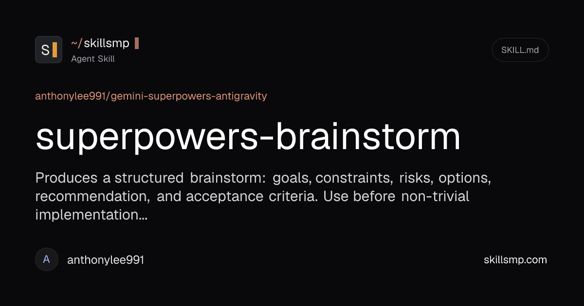 superpowers-brainstorm Agent Skill | SkillsMP