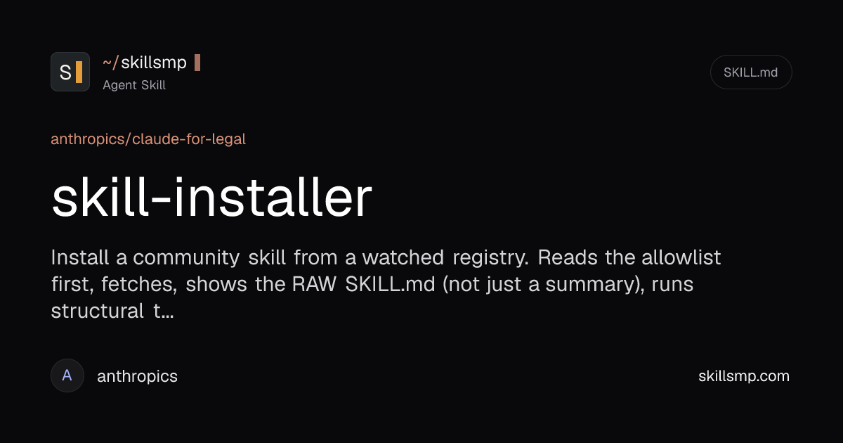 Skill Installer Anthropic Agent Skill | SkillsMP