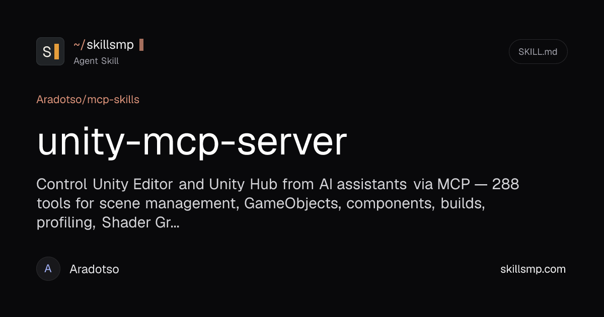 unity-mcp-server | Agent Skill | SkillsMP