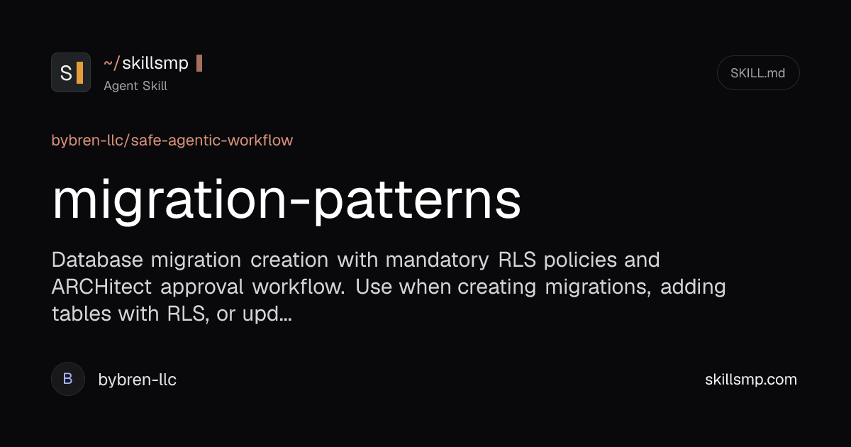 migration-patterns Agent Skill | SkillsMP