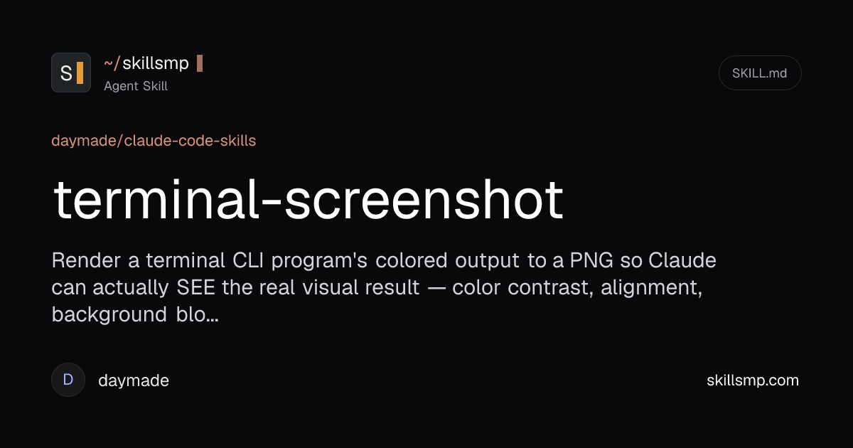 terminal-screenshot Agent Skill | SkillsMP