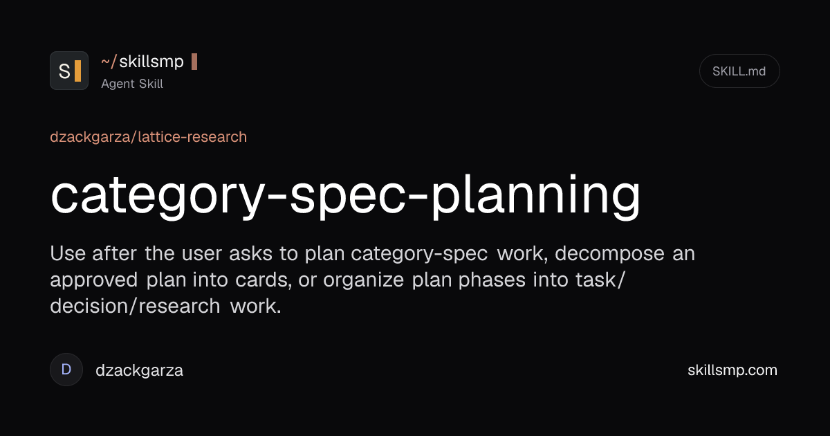 category-spec-planning - Agent Skill by dzackgarza | SkillsMP