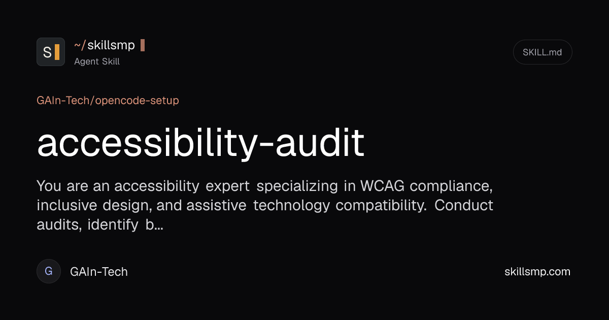 accessibility-audit Agent Skill | SkillsMP