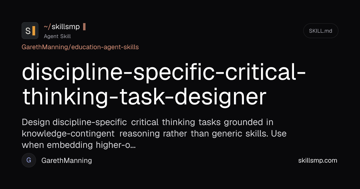 discipline-specific-critical-thi... | Agent Skill | SkillsMP