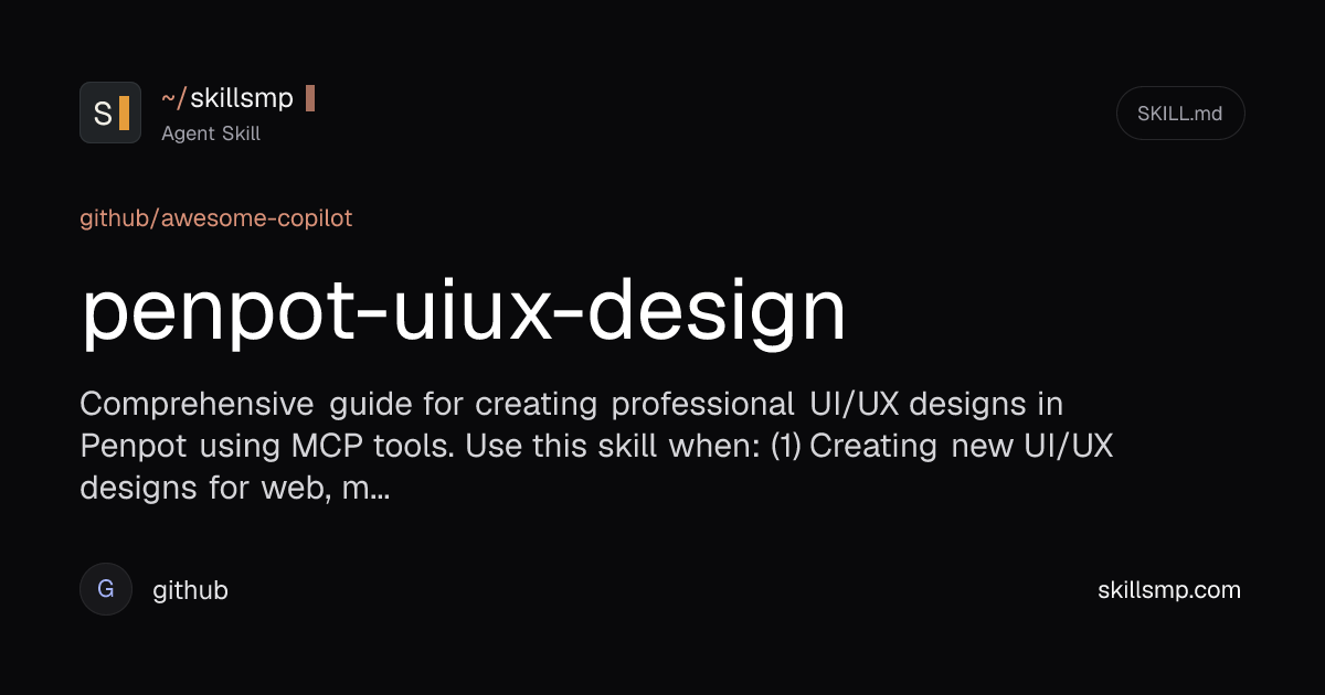 penpot-uiux-design Agent Skill | SkillsMP