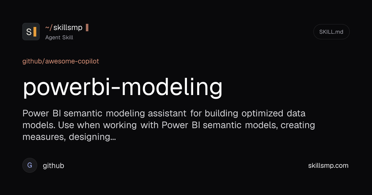 powerbi-modeling Agent Skill | SkillsMP