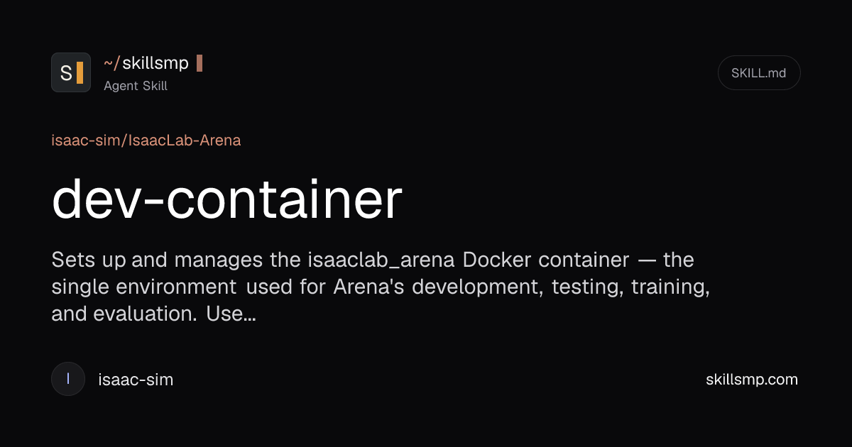 dev-container - Agent Skill by isaac-sim | SkillsMP