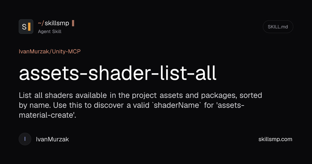 assets-shader-list-all Agent Skill | SkillsMP