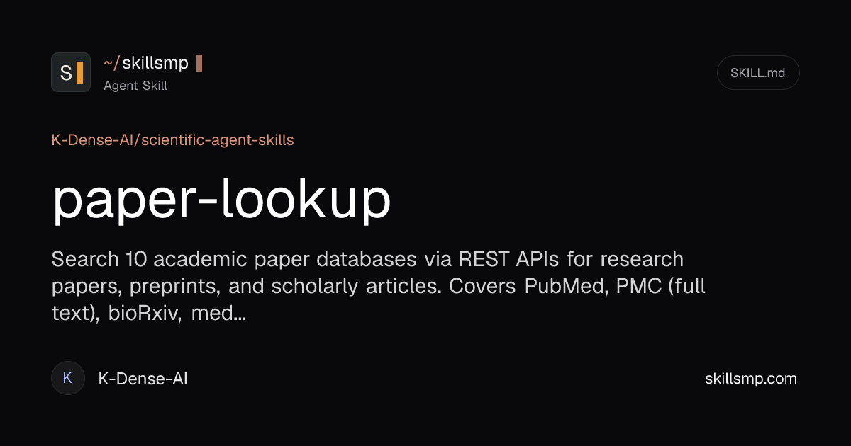 paper-lookup Agent Skill | SkillsMP