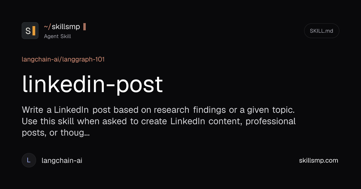 linkedin-post Agent Skill | SkillsMP