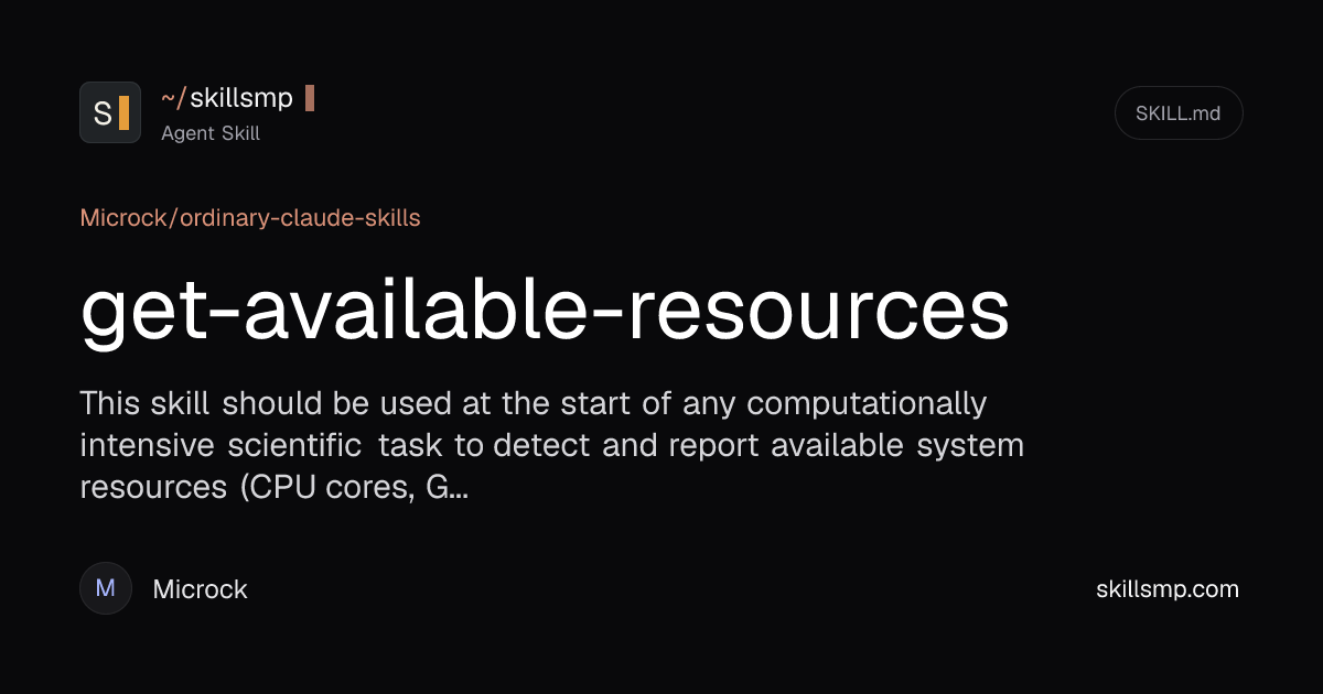 get-available-resources Agent Skill | SkillsMP