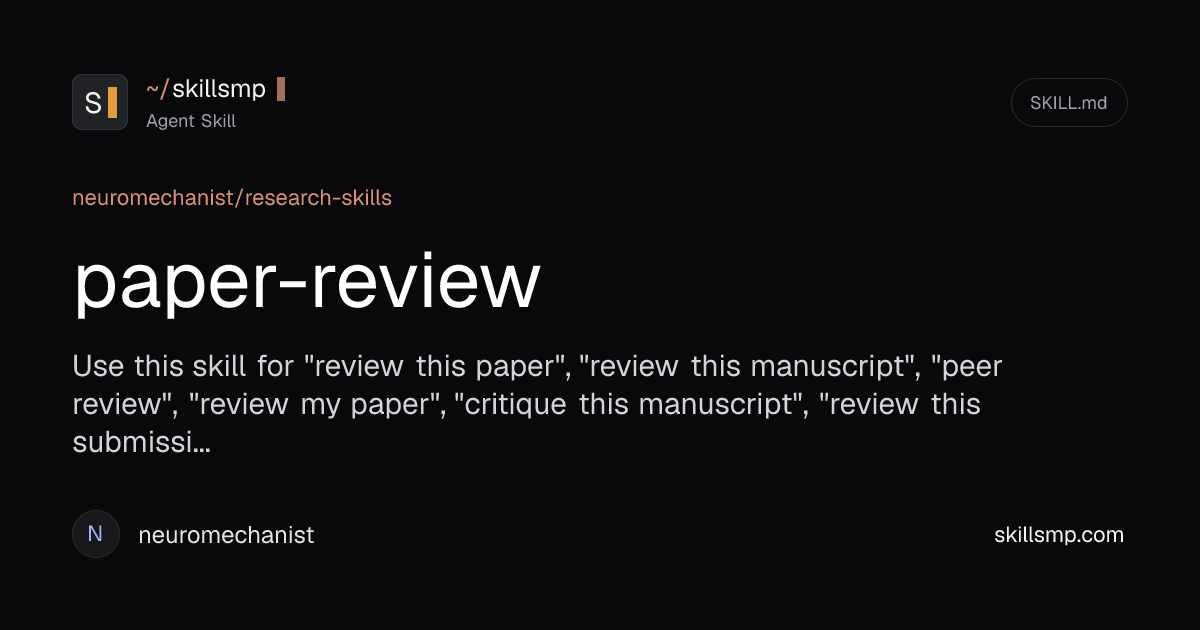 paper-review | Agent Skill | SkillsMP