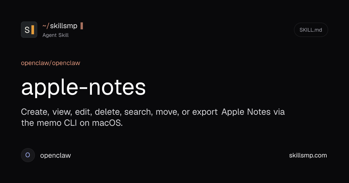 apple-notes Agent Skill | SkillsMP