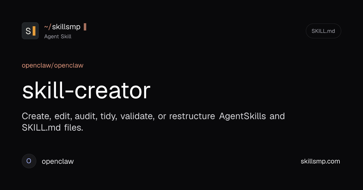 skill-creator Agent Skill | SkillsMP