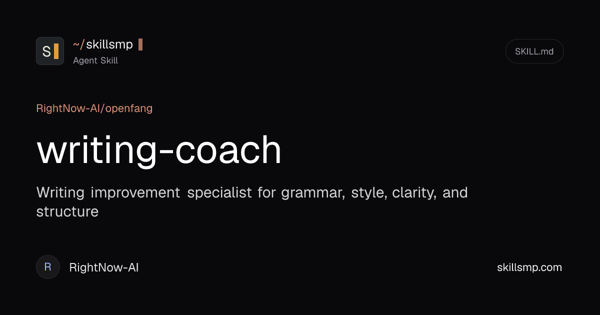 writing-coach Agent Skill | SkillsMP