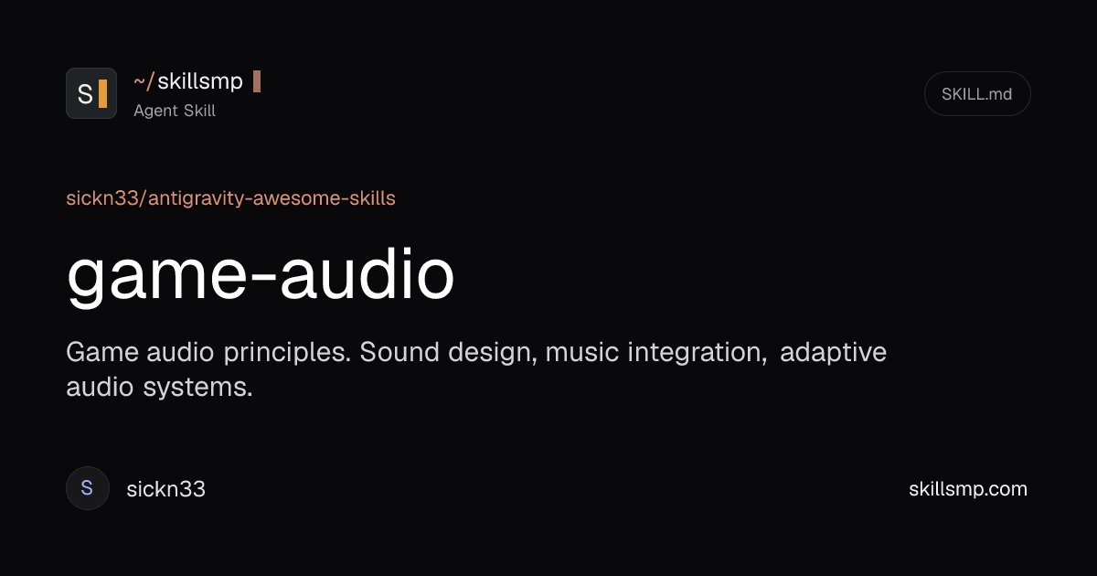 game-audio Agent Skill | SkillsMP