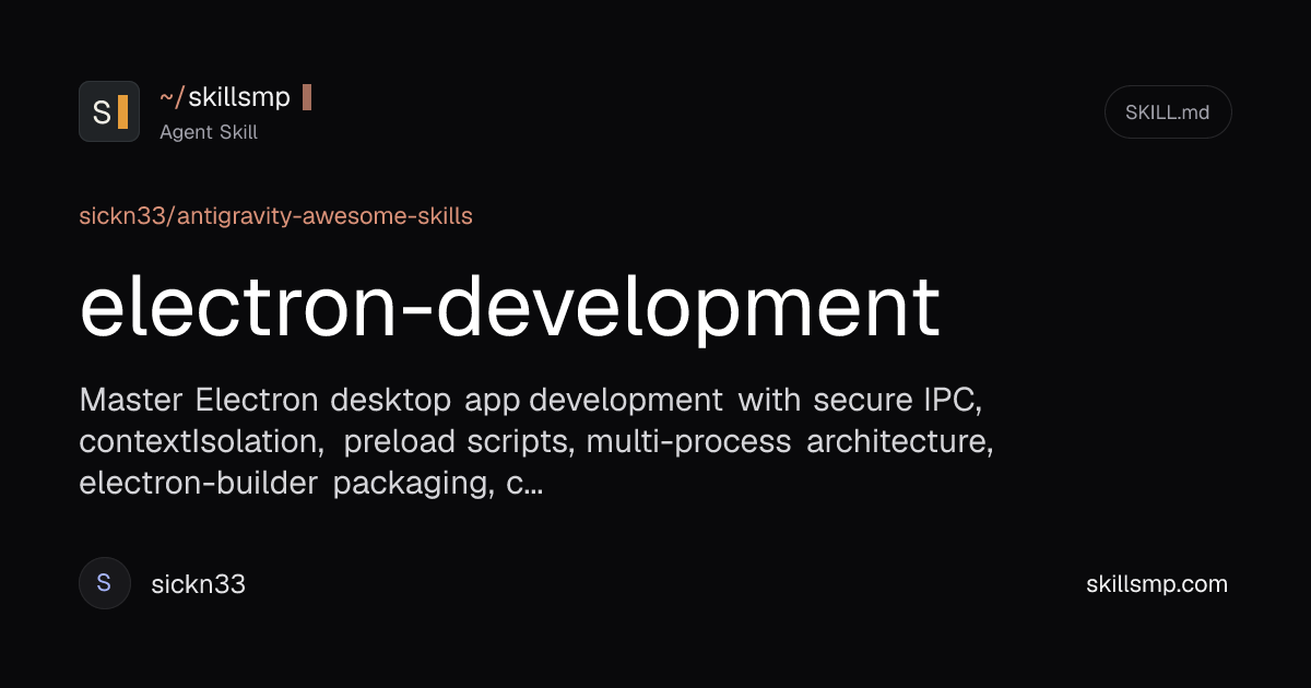 electron-development Agent Skill | SkillsMP