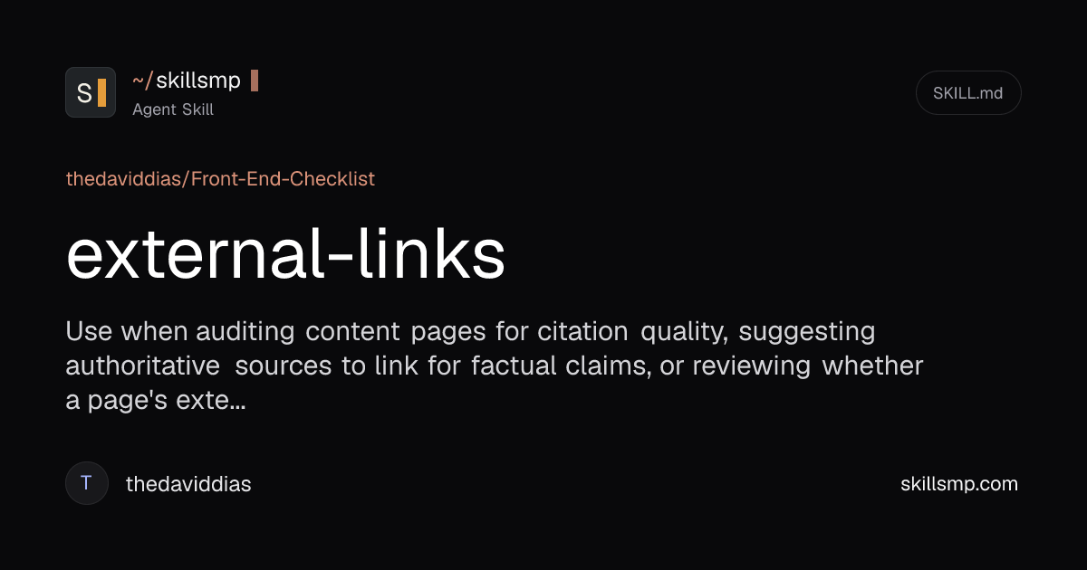 external-links Agent Skill | SkillsMP